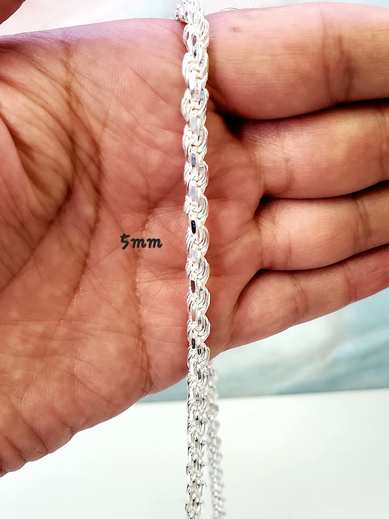 Real 925 Sparkling Sterling Silver Made in Italy Solid Rope - Etsy
