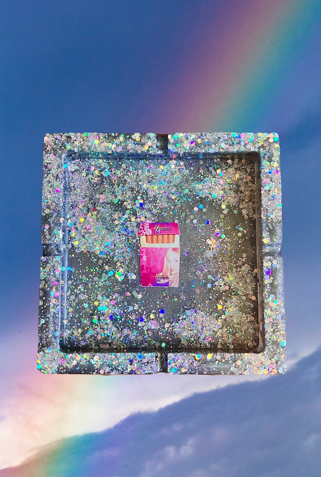 XL Hannah Montana/miley Cyrus Glitter Resin Ashtray, Square OR Circle ...