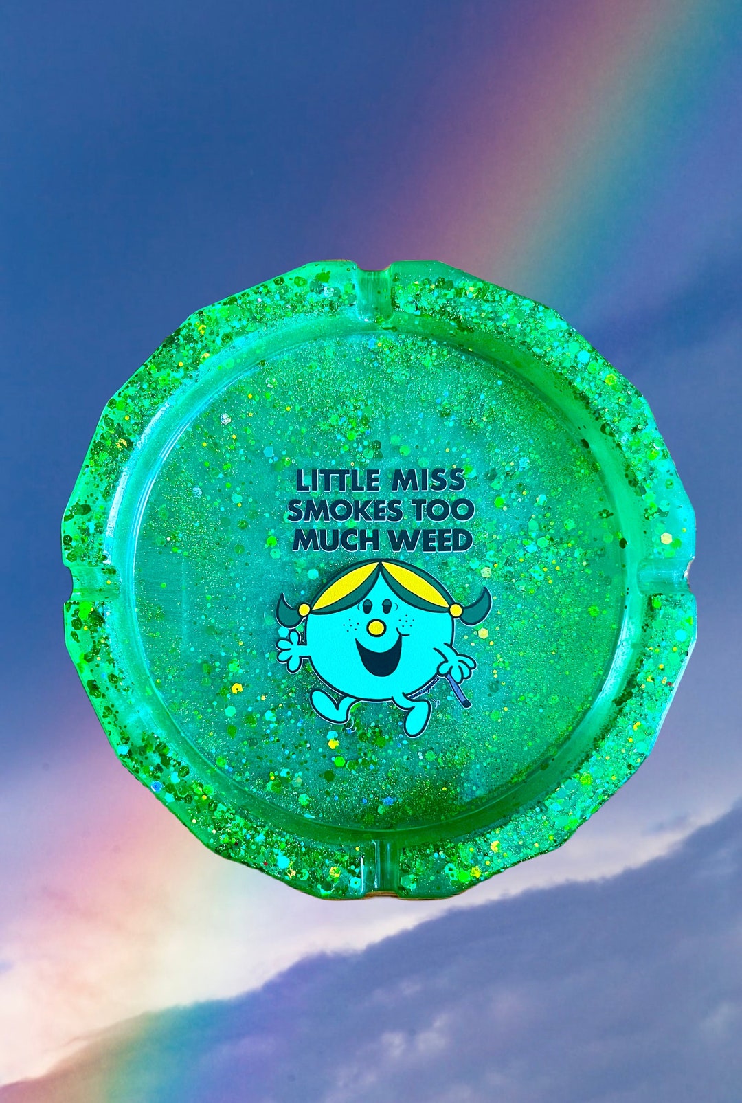 XL little Miss Smokes Too Much ___ Glitter Resin Ashtray, Square OR ...