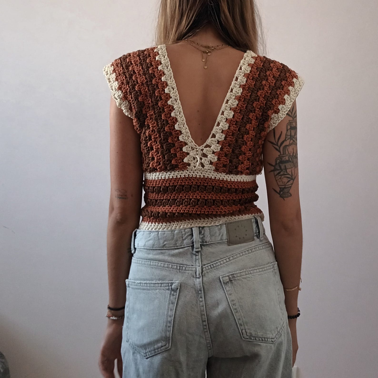 Haut d'été décolleté en crochet, Haut terra cotta en crochet, Top ...