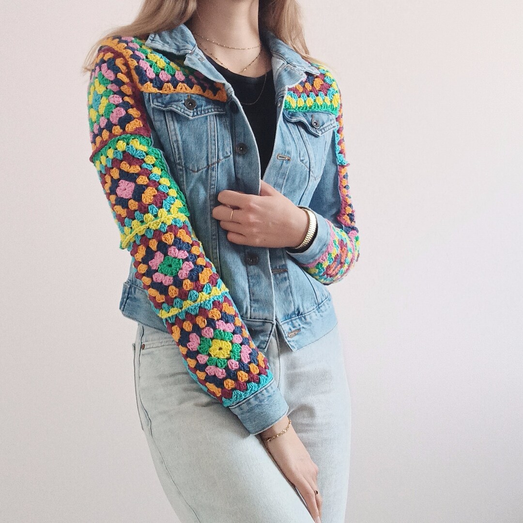 Custom Crochet Denim Jacket granny Squares - Etsy