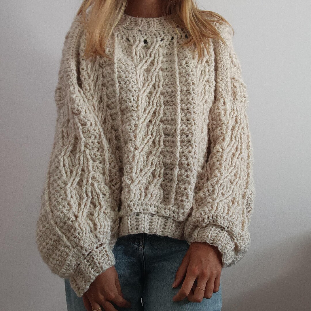 Crochet Cable Sweater Pattern, Women's One Size Fits All PDF Pattern ...