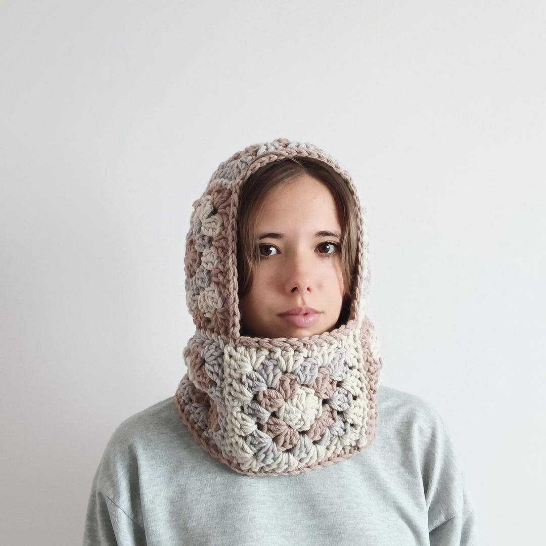 Handmade Crochet Granny Square Balaclava, Oversized Multi-colored ...