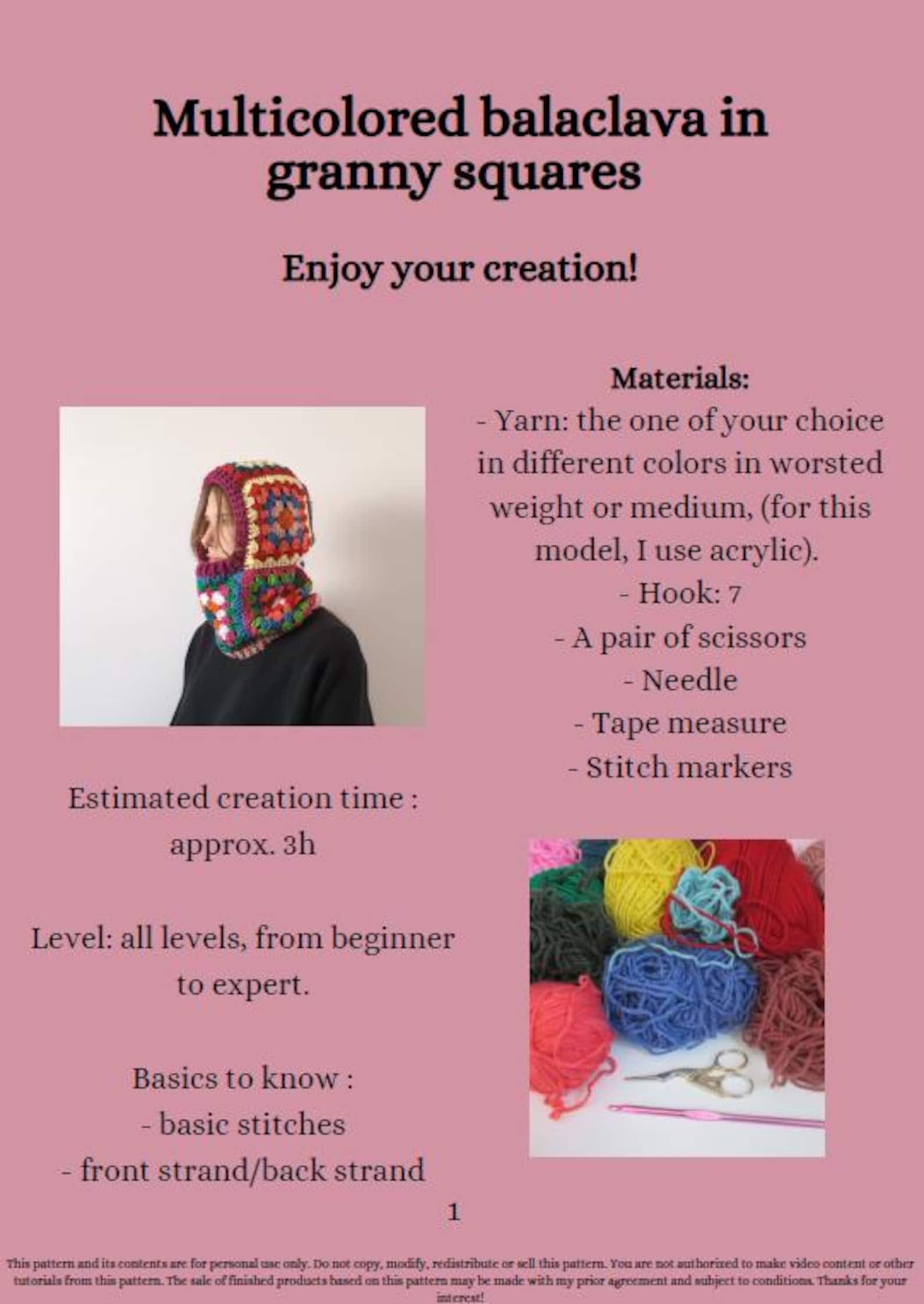 Easy Crochet Square Balaclava Pattern for Grandmothers, Unisex PDF ...