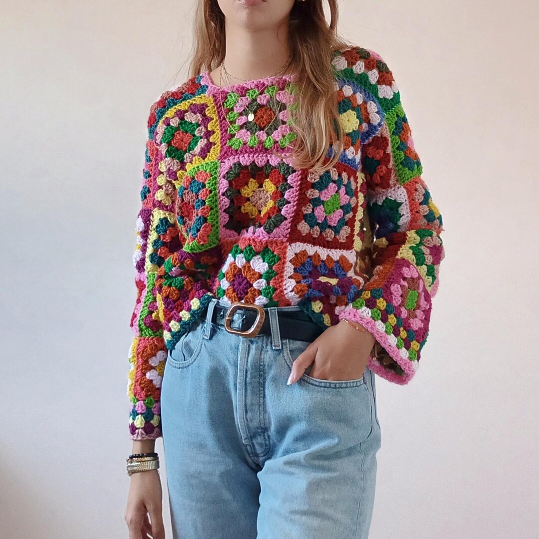 Easy Granny Square Crochet Sweater Pattern, PDF Pattern File for Women ...