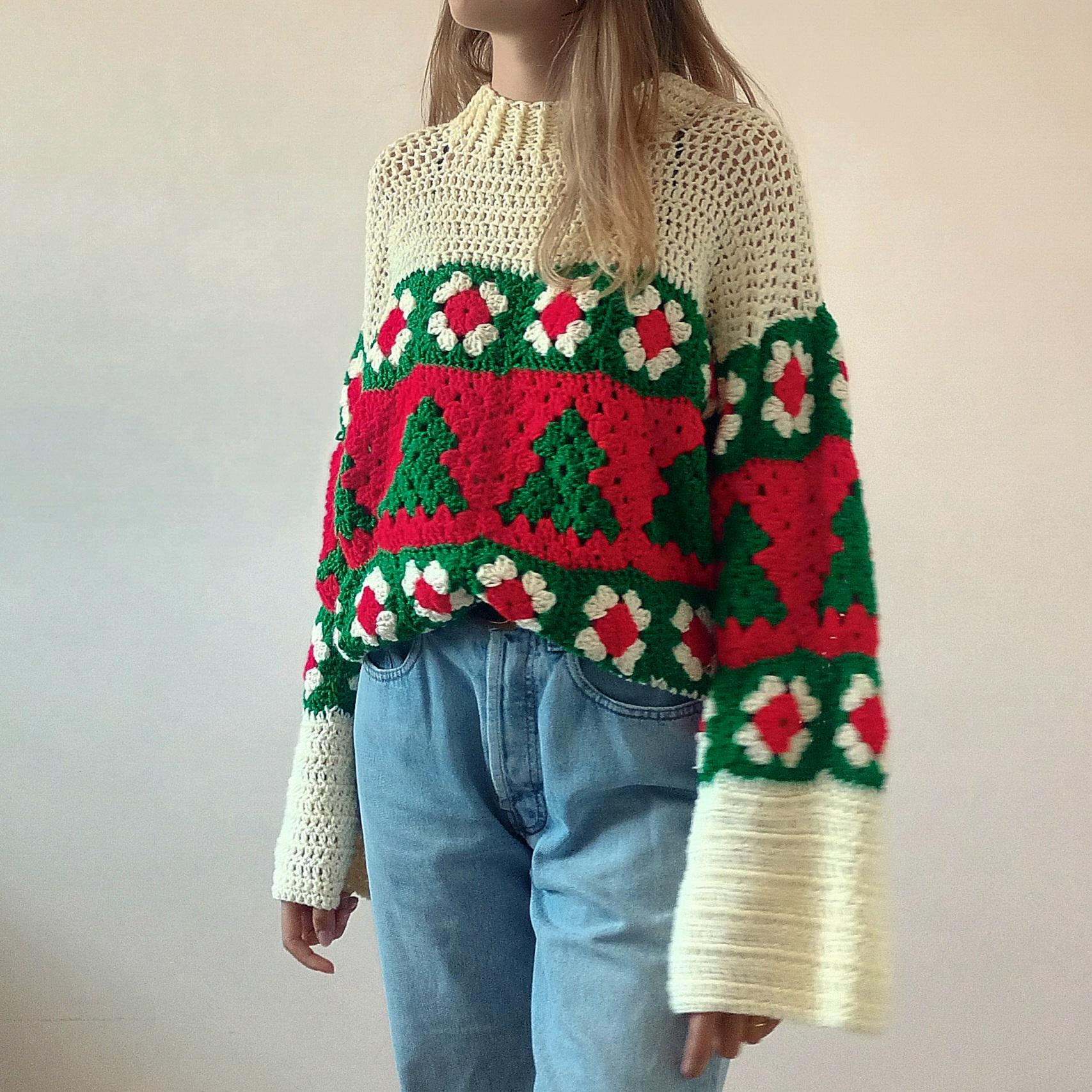 Crochet Christmas Tree Sweater Pattern, One Size PDF Pattern File ...