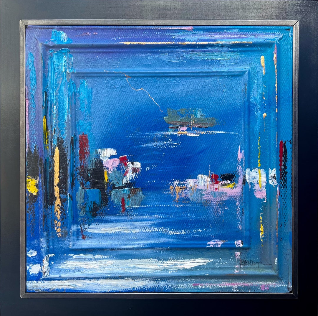 Abstract Voyage Oil Painting on Vintage Ceiling Tile - Custom Designed ...