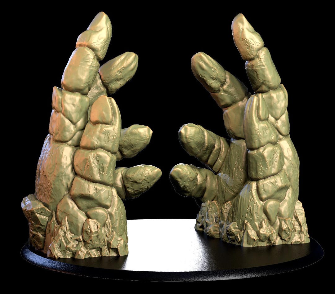 3D Printed Stone Hands Ruins | Fantasy Scenery for 28–32mm Miniatures ...