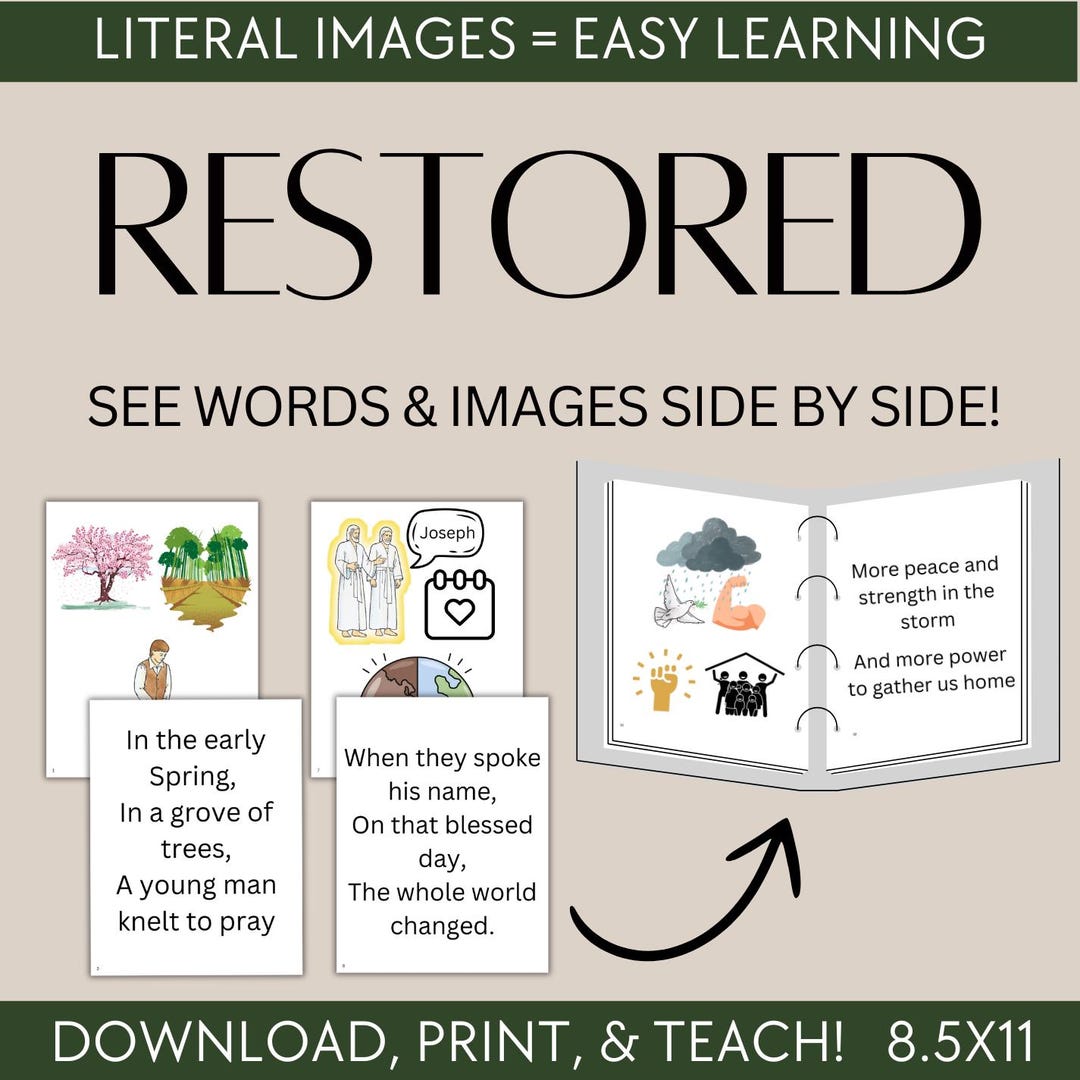 Restored Flip Chart Song Visuals, Primary Singing Time Printable Visual ...