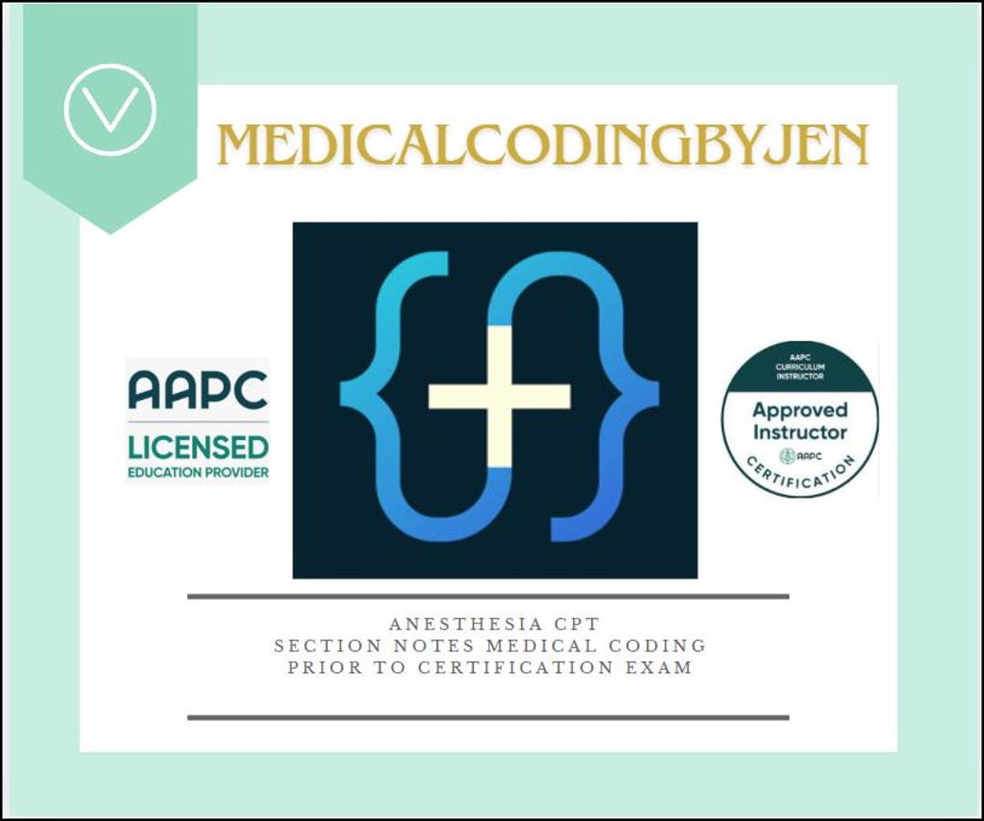 Anesthesia CPT Section With Examples, AKA, and Notes 32 Pages Instant ...