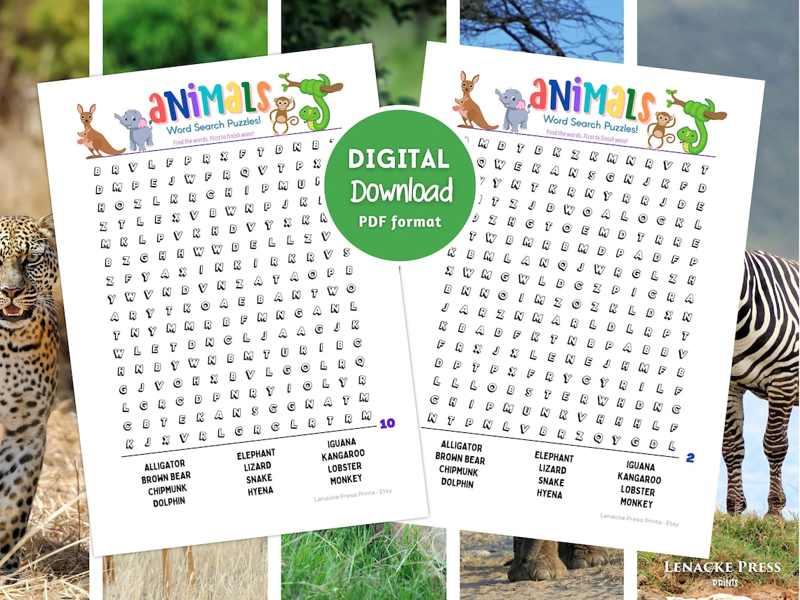 Animals Word Search | Printable Animals Games | Party Games | Animals ...
