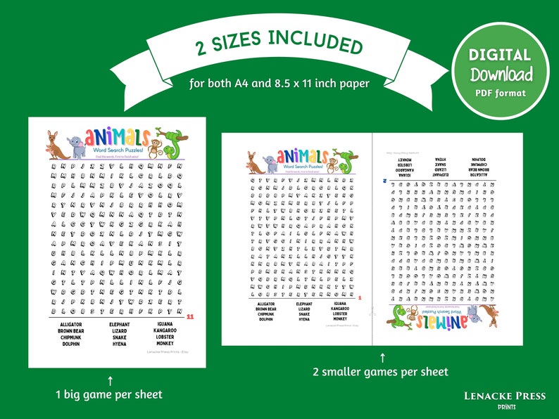 Animals Word Search | Printable Animals Games | Party Games | Animals ...