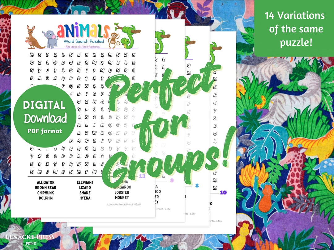 Animals Word Search | Printable Animals Games | Party Games | Animals ...