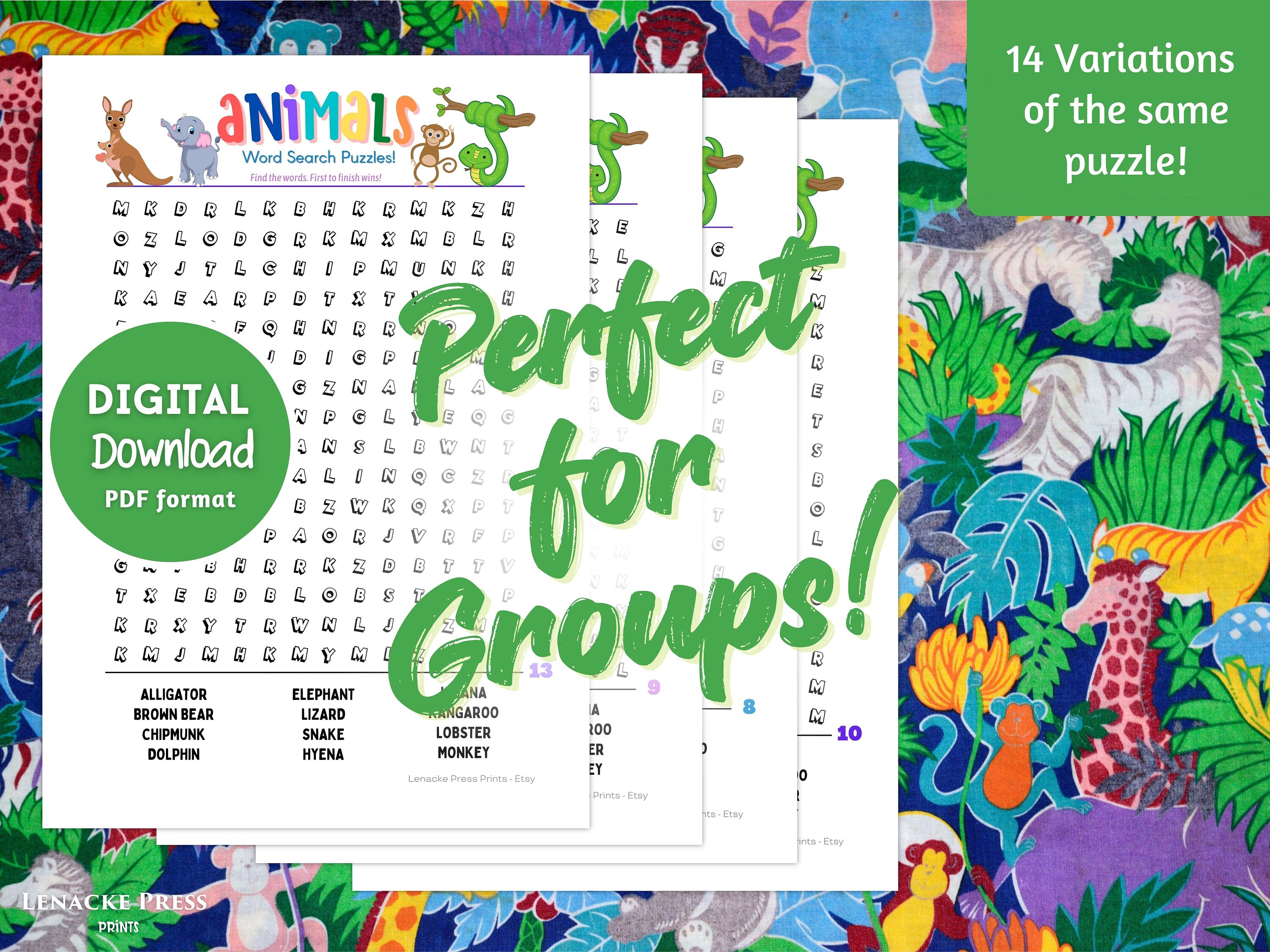 Animals Word Search Printable Animals Games Party Games Animals ...