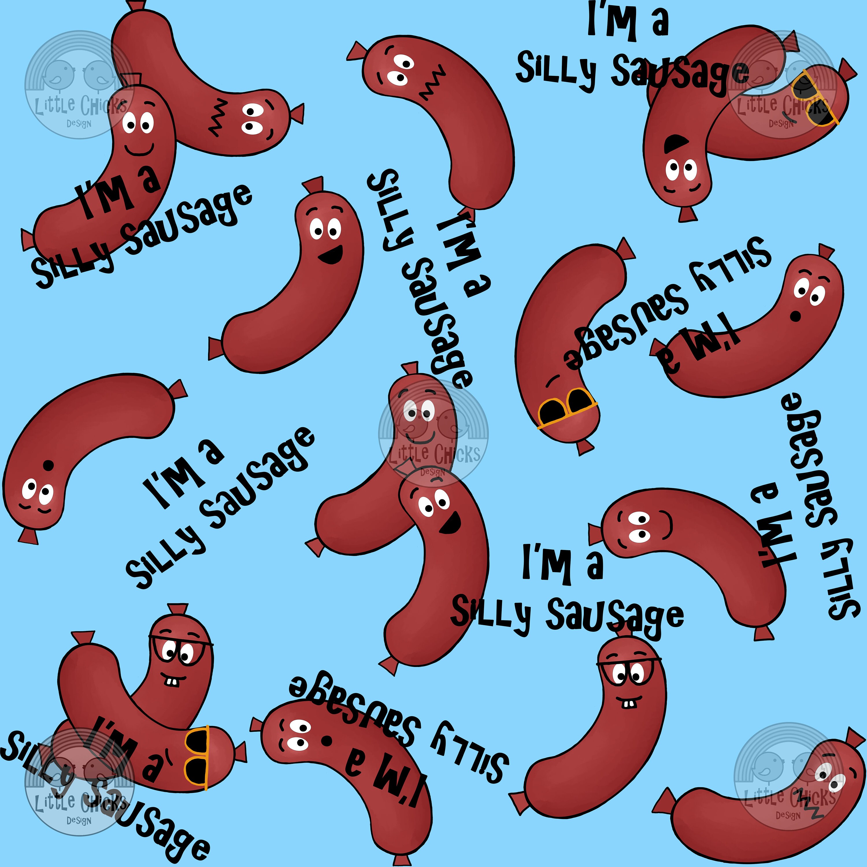 Silly Sausages Seamless Pattern / Fabric Design / Surface | Etsy