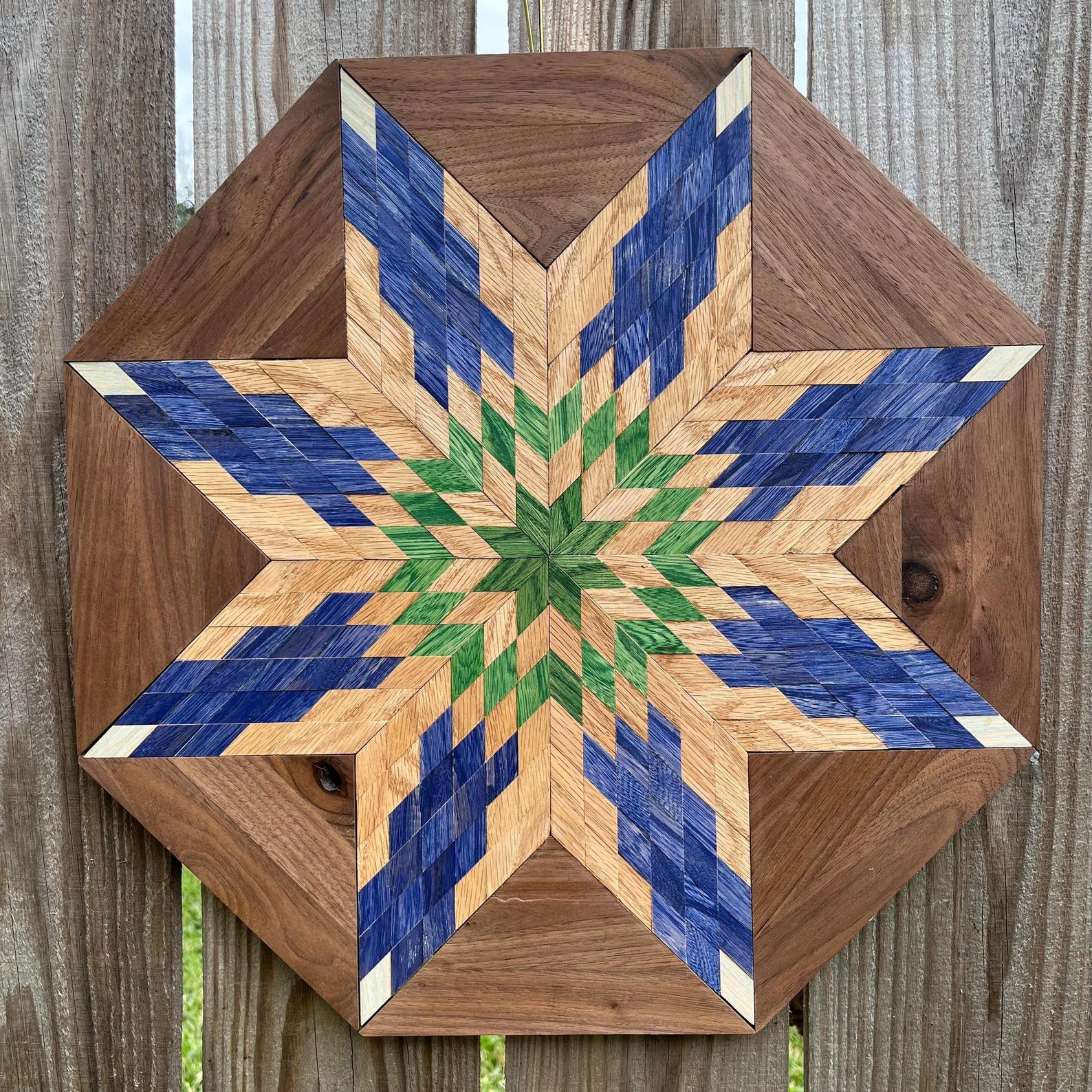 Bluebonnet Lone Star Pieced Barn Quilt- Native Texas Hardwoods, Wall ...