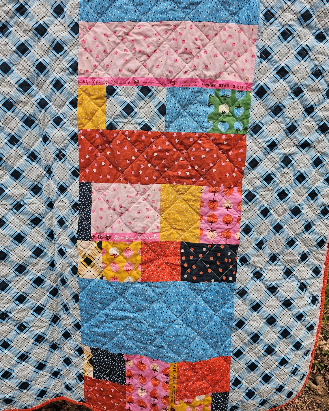 Handmade Patchwork Quilt: Ruby Star Society Strawberry Fabric, Lap ...