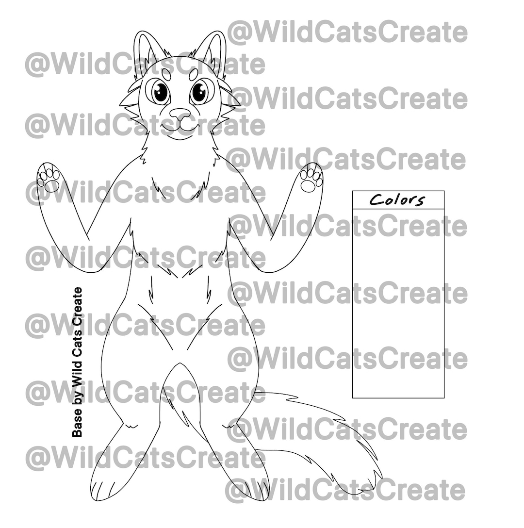 Feline Furry Reference Sheet, Cat Fursona Adopt Base - Etsy