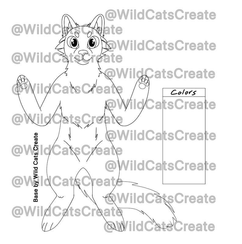 Feline Furry Reference Sheet, Cat Fursona Adopt Base - Etsy