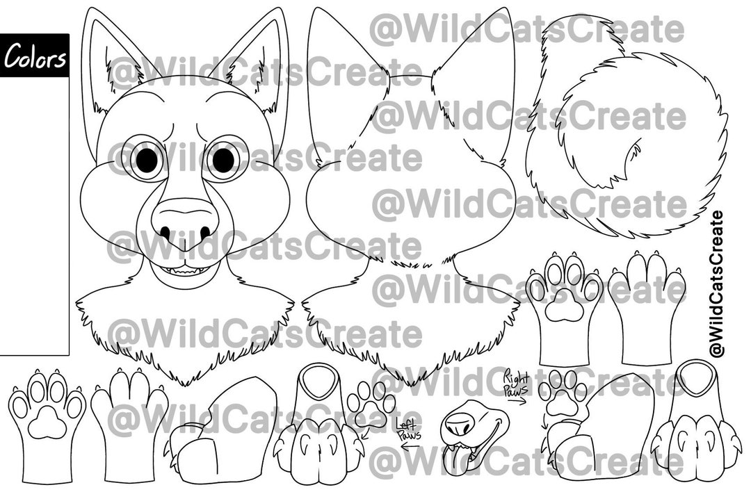 Canine Fursona Reference Art Base, Furry Dog Lineart - Etsy