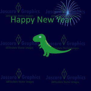 Dinosaur Happy New Year Animated Card - Etsy