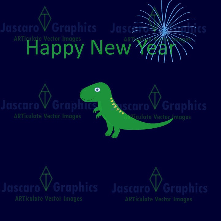 Dinosaur Happy New Year Animated Card - Etsy