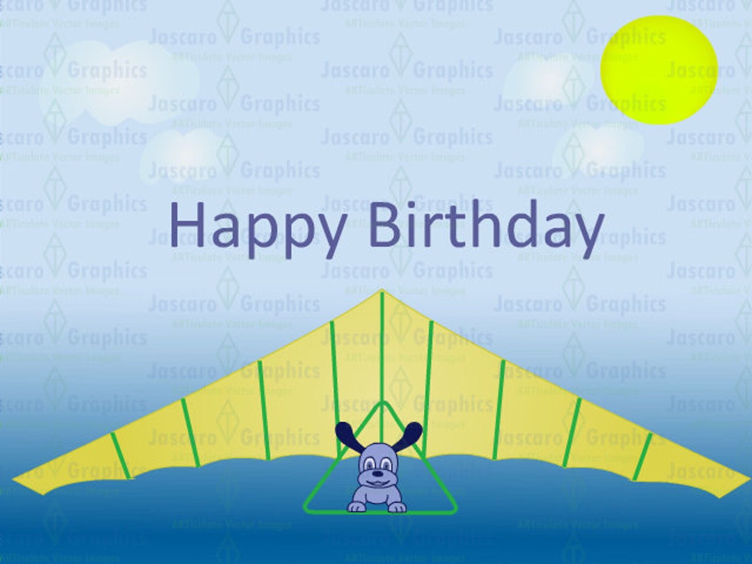 Blue Dog Flying on Hang Glider Animated Ecard - Etsy