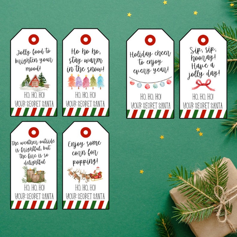 14 Secret Santa Gift Tags + Gift Ideas Editable Printable - Secret ...