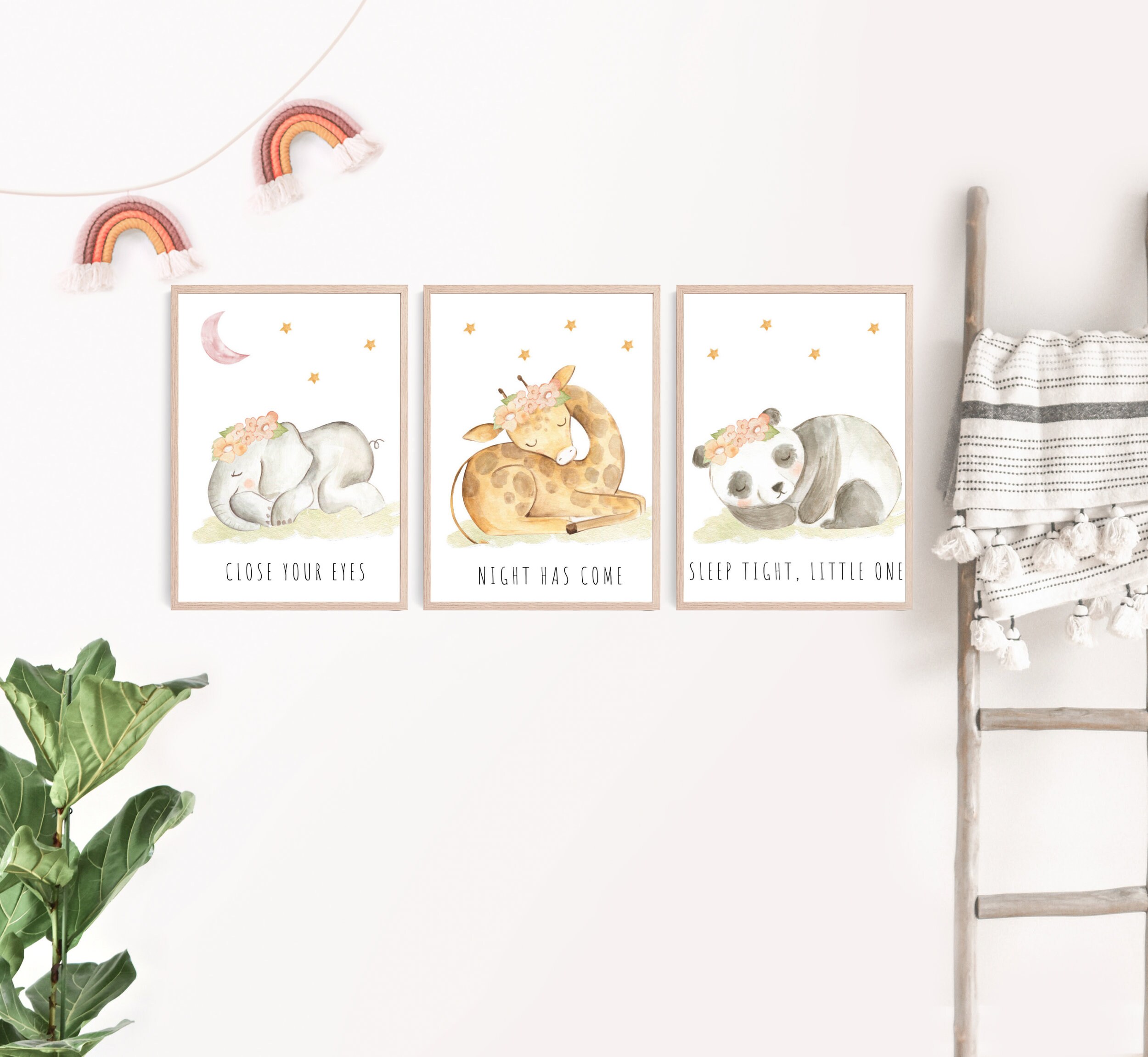 Baby Animals Wall Art, Set of 3 Wall Art Nursery, Baby Wall Art ...