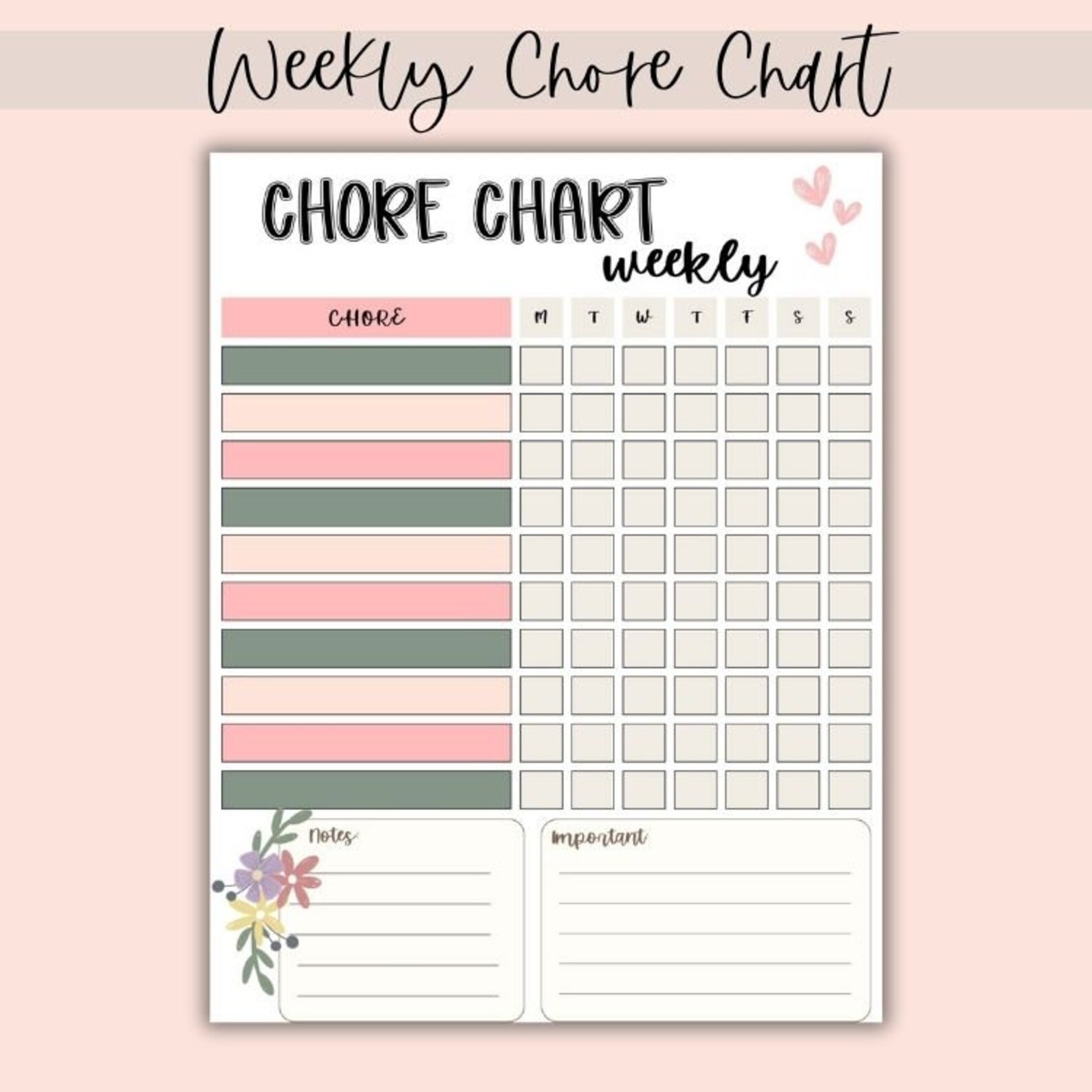 Daily Planner Printable -weekly & Daily Organizer - Chore Chart- Montly ...