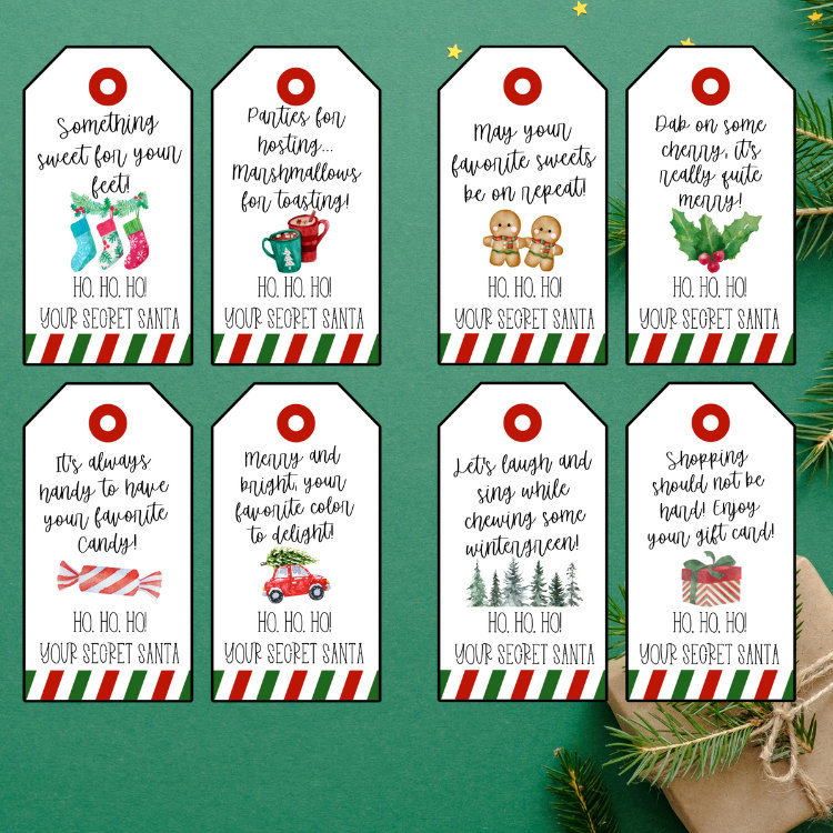 14 Secret Santa Gift Tags + Gift Ideas Editable Printable - Secret ...