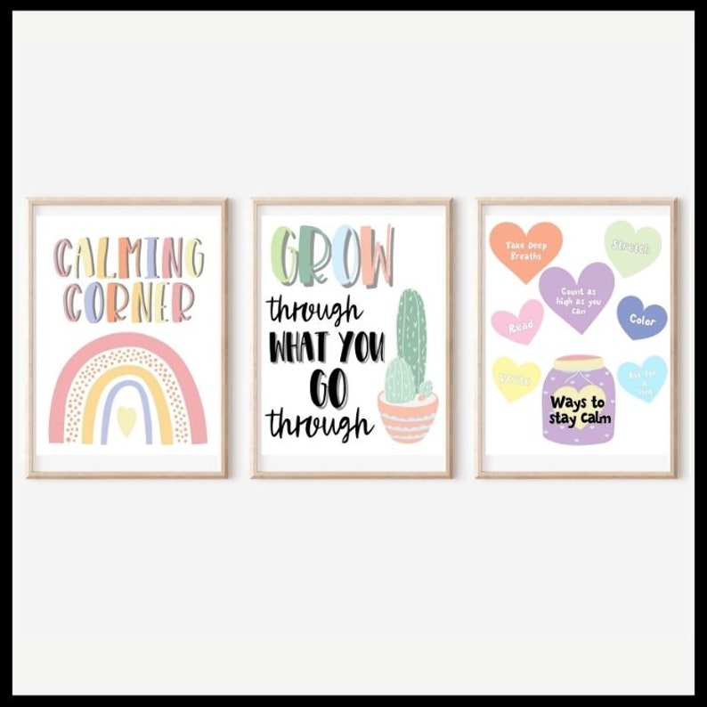 Calming Corner Posters Bundle, Set of 12 Prints, Watercolor, Printable ...