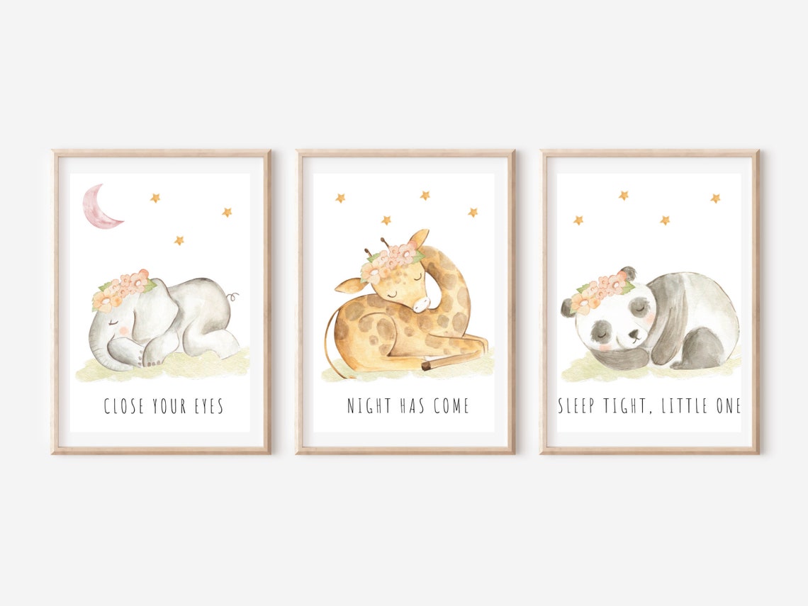 Baby Animals Wall Art, Set of 3 Wall Art Nursery, Baby Wall Art ...