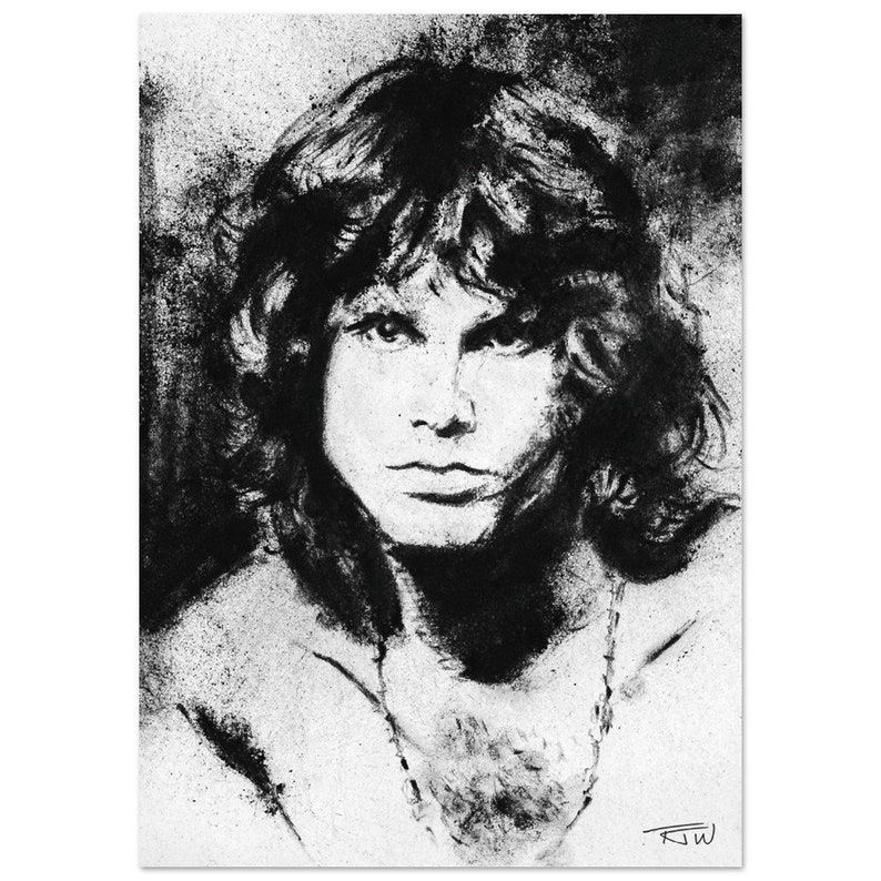 JIM MORRISON Art Print the Doors Black and White Portrait Drawing A4 A3 ...