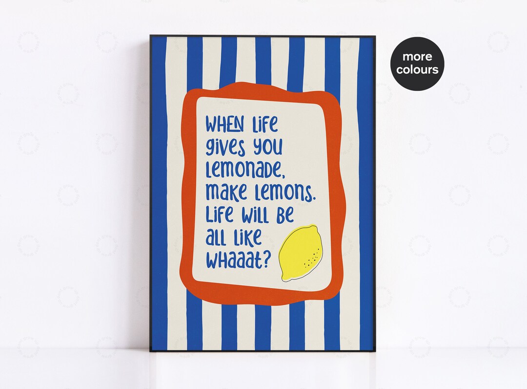 Lemon Print, Kitchen Print, Lemon Poster, Food Poster, Fruit Print ...