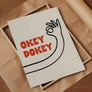 Okey Dokey Print, Mid Century Print - Aesthetic Wall Art - Trendy Blue ...
