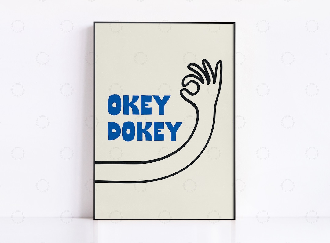 Okey Dokey Print, Mid Century Print - Aesthetic Wall Art - Trendy Blue ...