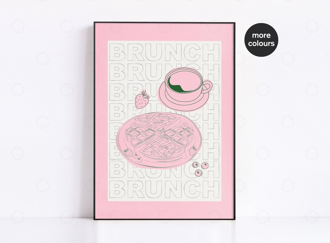 Brunch Print: Waffle & Coffee Sketch Poster, Minimalist Kitchen Art - Etsy