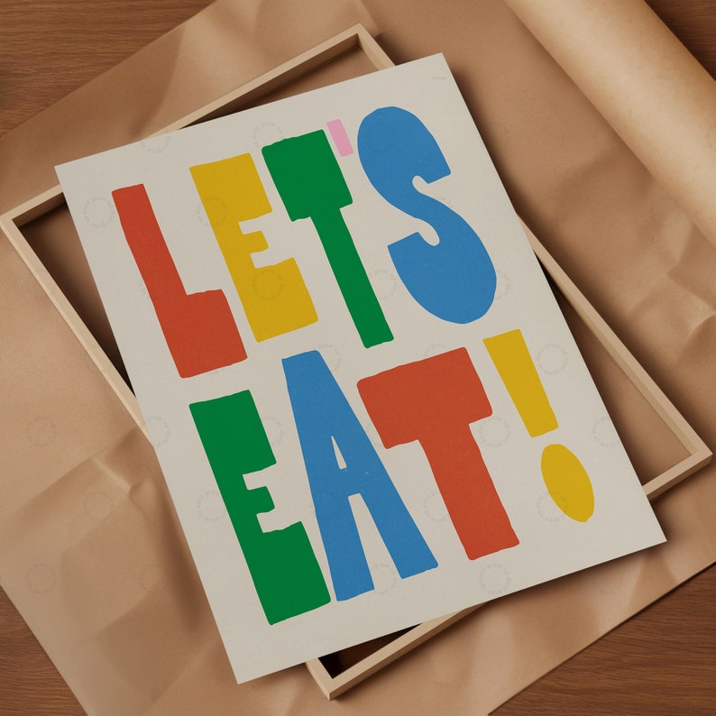 Let's Eat Print, Kitchen Wall Art, Bon Appetit Print, Kitchen Poster ...