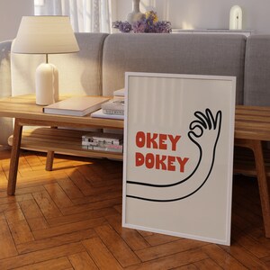 Okey Dokey Print, Mid Century Print - Aesthetic Wall Art - Trendy Blue ...