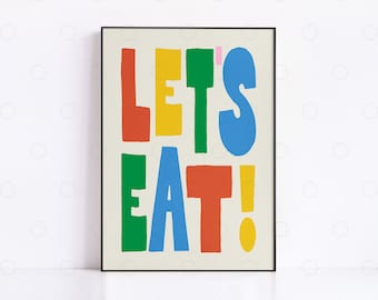 Let's Eat Print, Kitchen Wall Art, Abstract Print, Bon Appetit Print ...