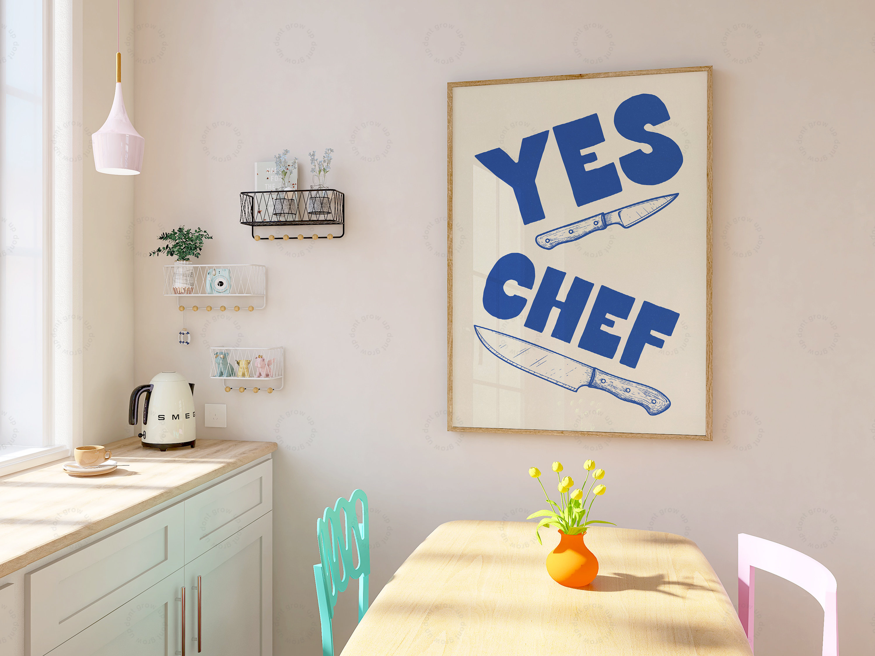 Yes Chef Print, Vintage Food Poster, Retro Food Print, Kitchen Art ...