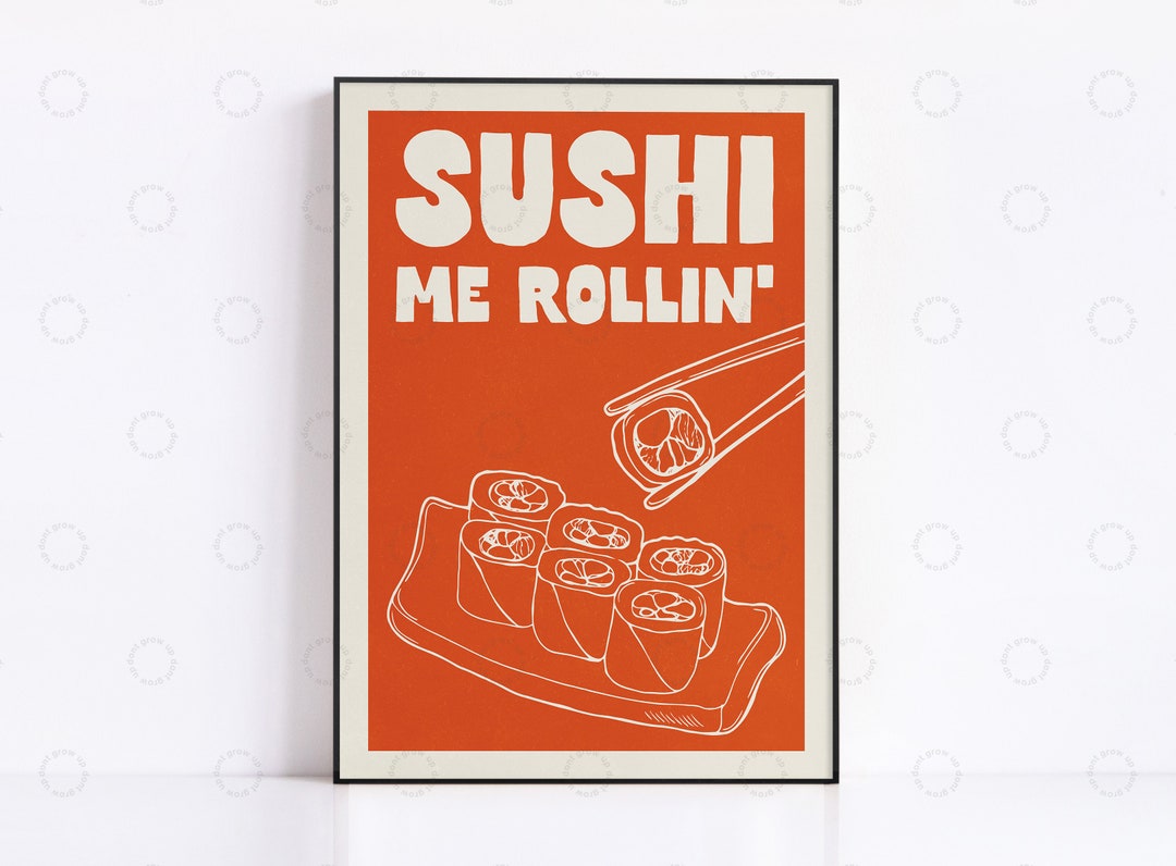 Vintage Sushi Poster: Retro Japanese Food Kitchen Art Print - Etsy