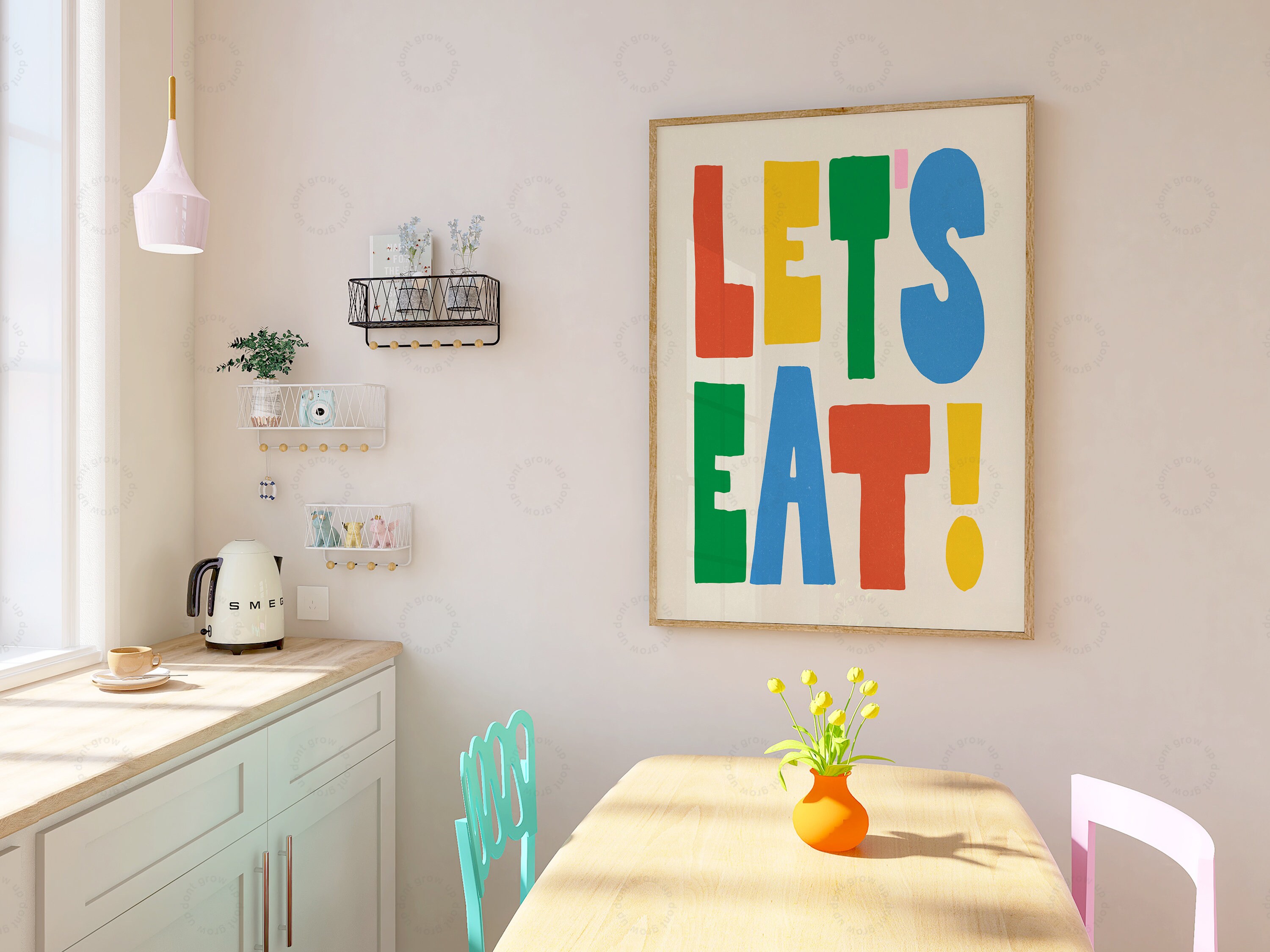 Let's Eat Print, Kitchen Wall Art, Bon Appetit Print, Kitchen Poster ...