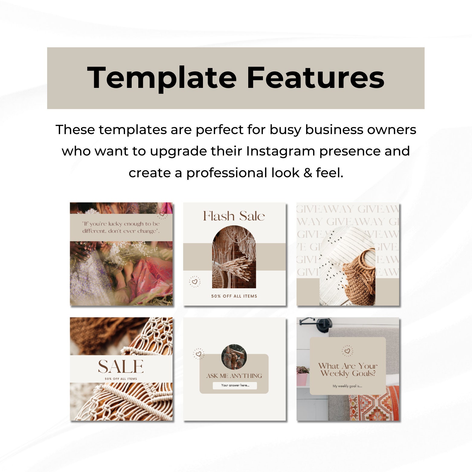 20 Instagram Templates, Social Media Templates, Canva Templates, Boho ...