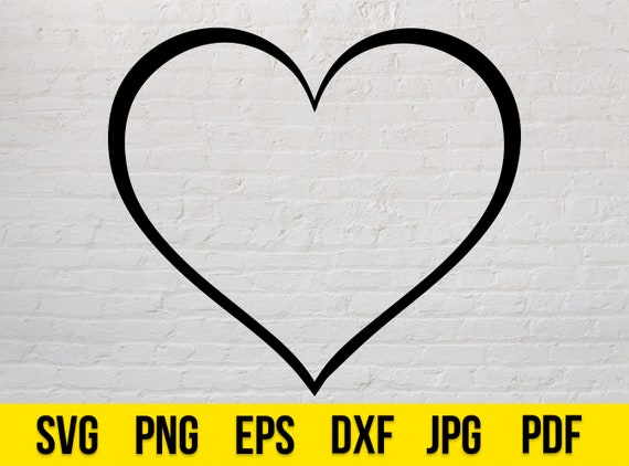 Thin Heart Outline Svg Heart Outline Svg Open Heart Svg | Etsy UK