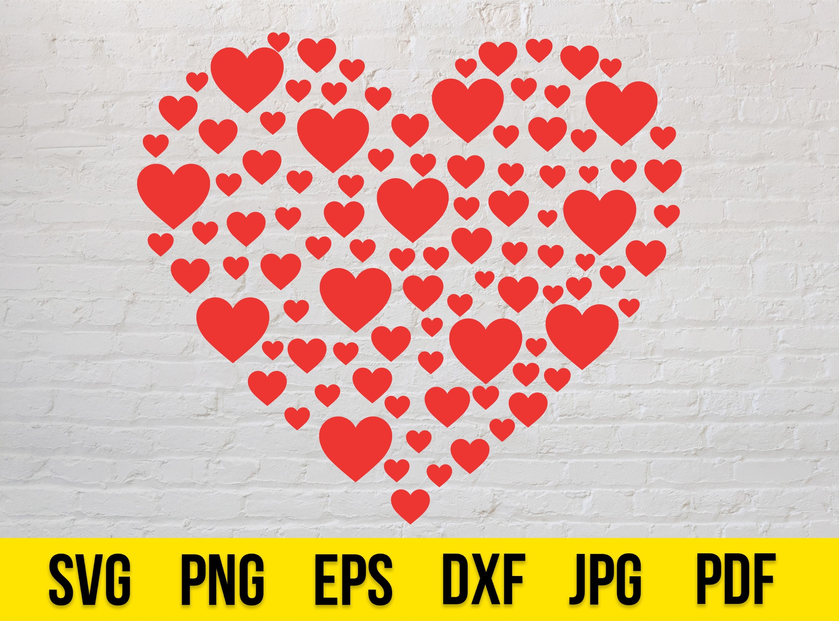 Heart Made of 100 Hearts Svg Png Eps Dxf Jpg Pdf Cut File/100 Hearts in ...