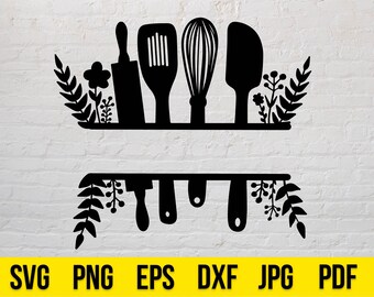 Kitchen Monogram Cut File, Heat Transfer DTF, Ready to Press Silhouette ...