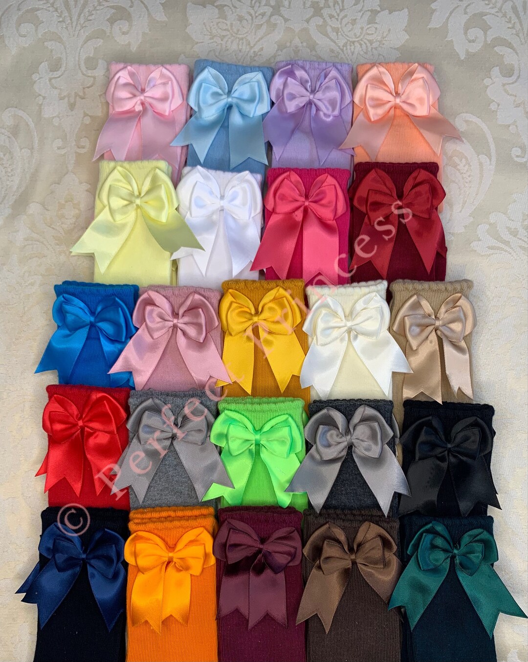 PERFECT PRINCESS Spanish Double Bow Knee High Socks. Baby/girls/school ...