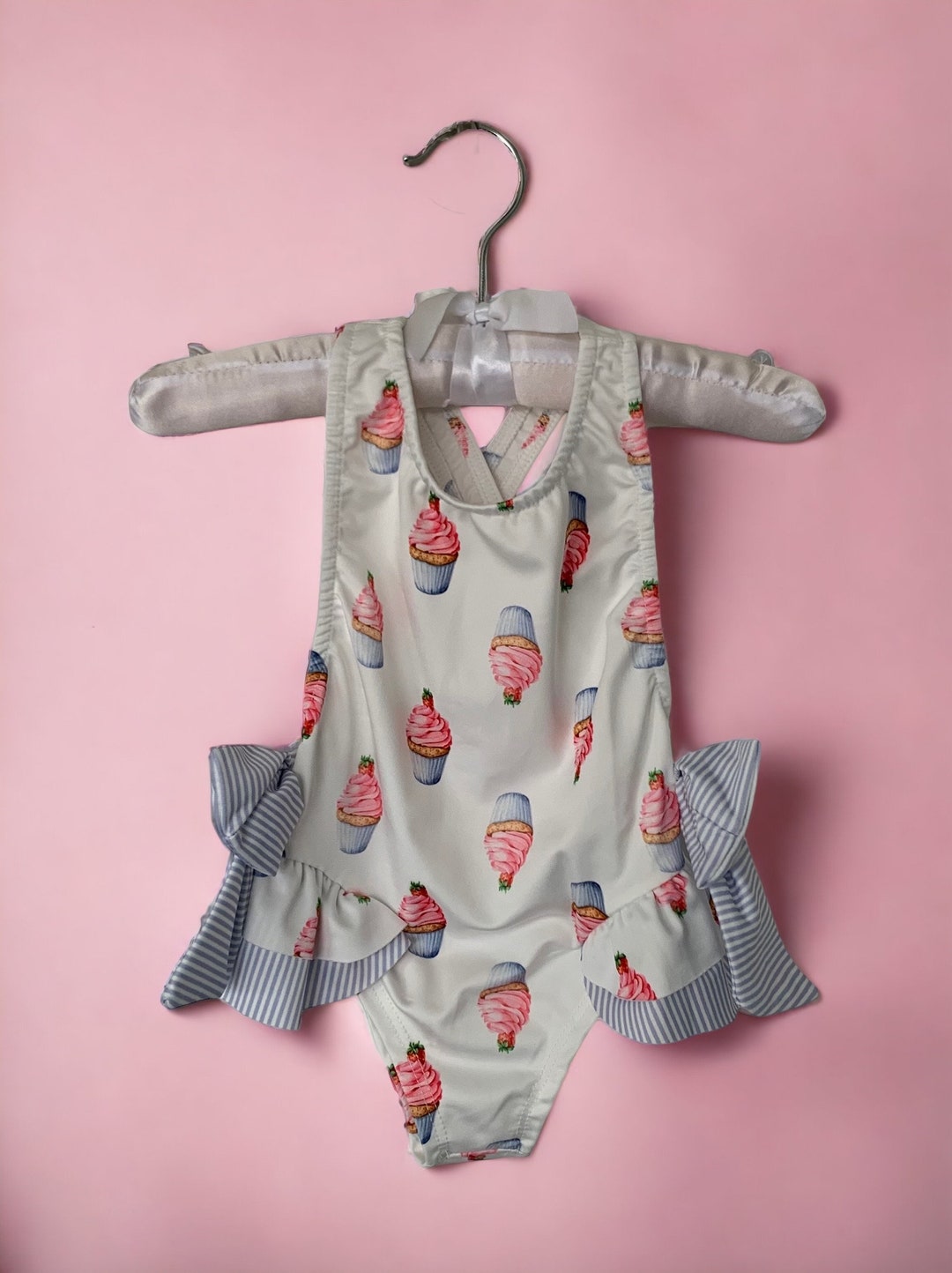 Spanish Swimsuit/swimming Costume With Cupcake Pattern and Bows - Etsy